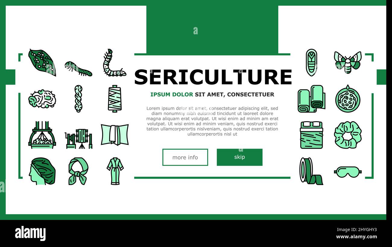 Sericulture Production Business Landing Header Vector Stock Vector ...