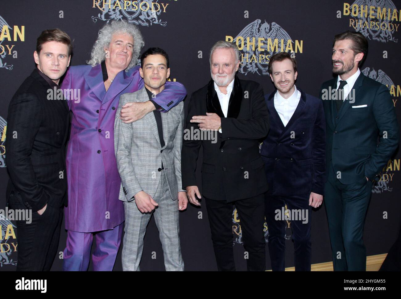 Allen Leech, Brian May, Rami Malek, Roger Taylor, Joe Mazzello & Gwilym ...