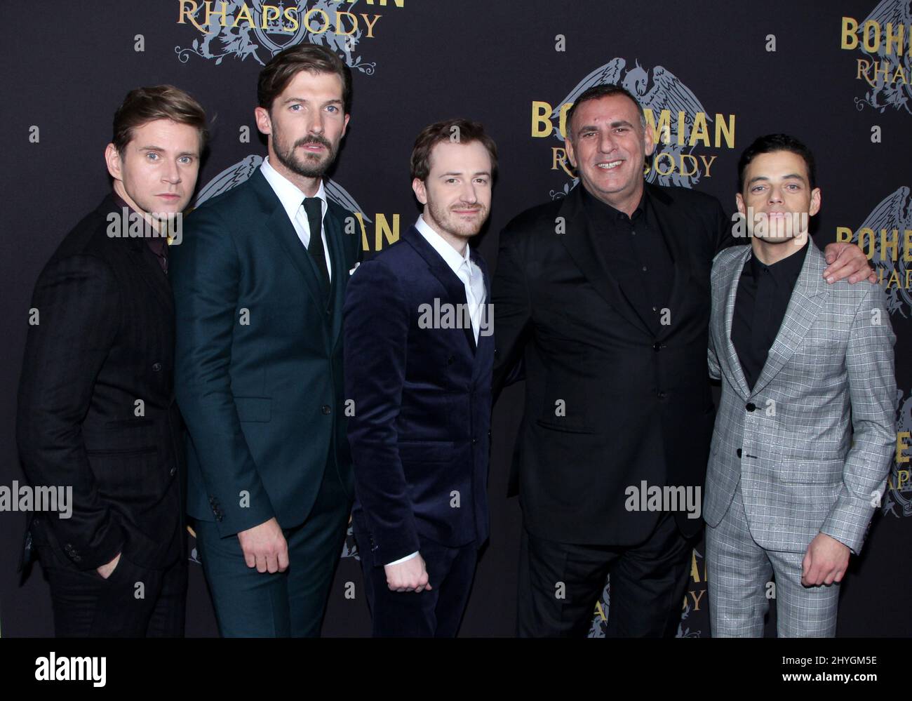 Allen Leech, Gwilym Lee, Joe Mazzello, Graham King & Rami Malek ...