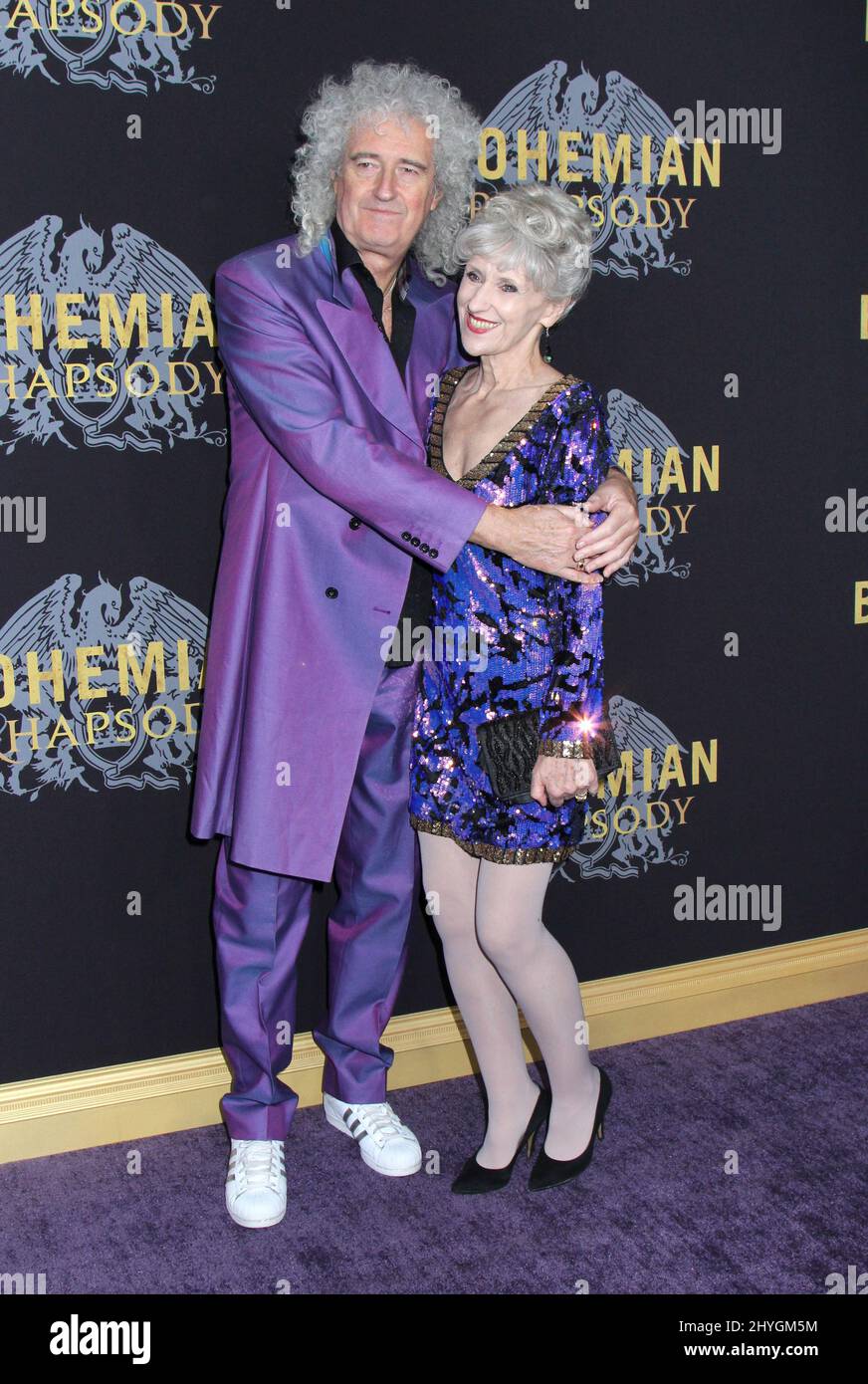 Brian May & wife Anita Dobson attending the Bohemian Rhapsody New York ...