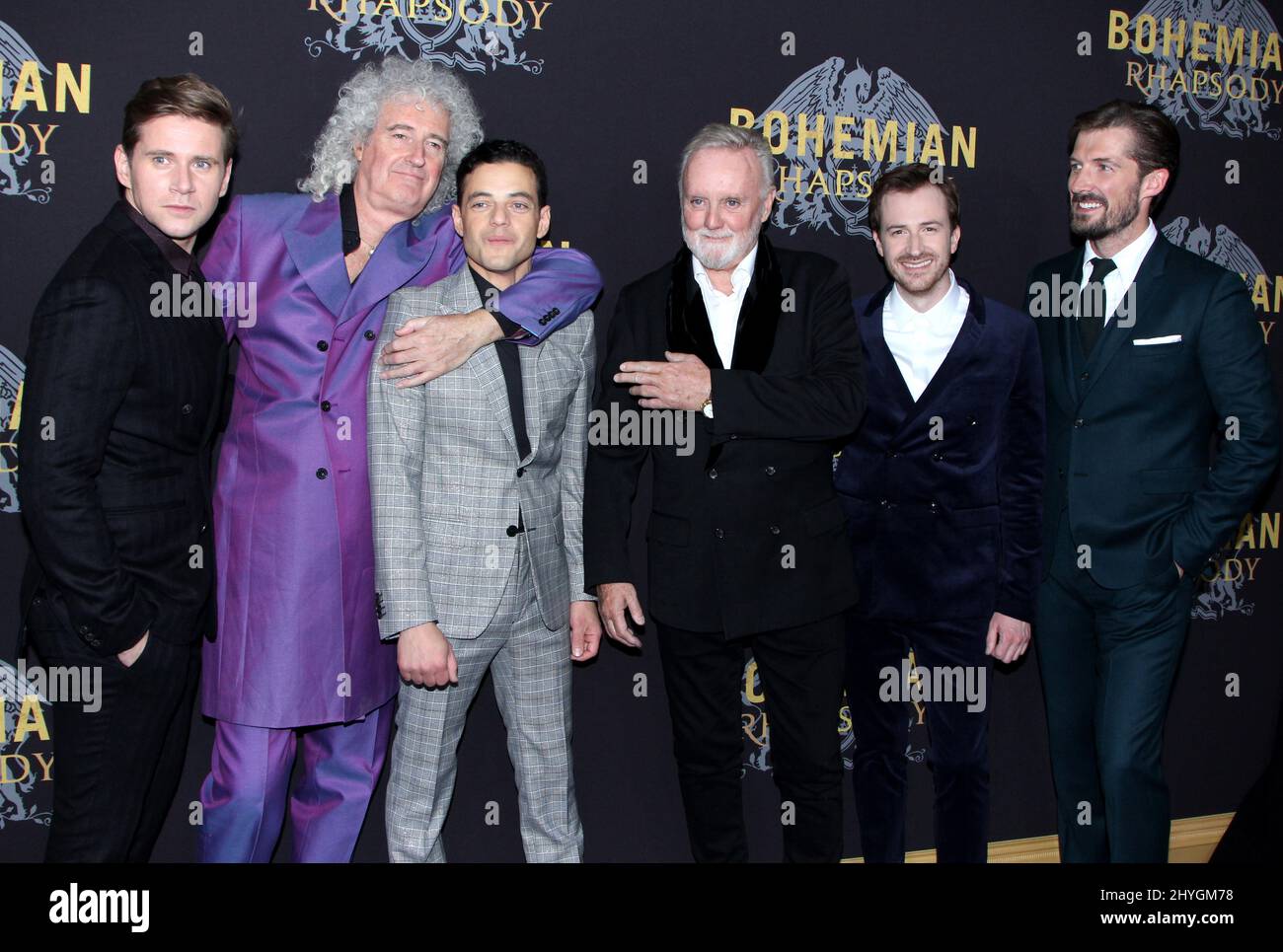 Allen Leech, Brian May, Rami Malek, Roger Taylor, Joe Mazzello & Gwilym ...