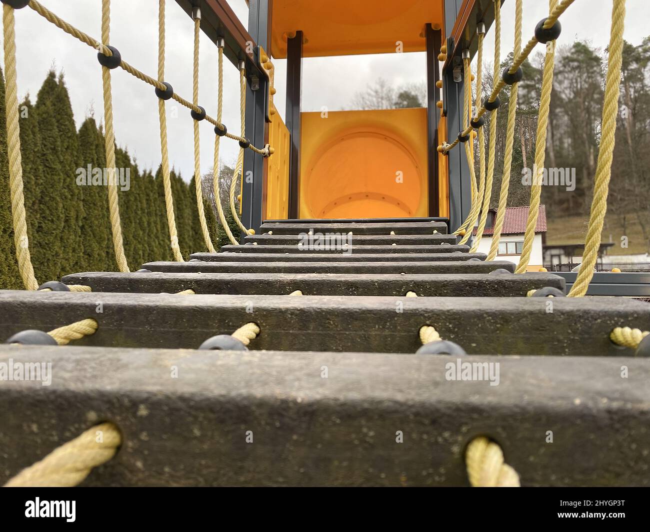 Suspension bridge in the playground Stock Photo - Alamy