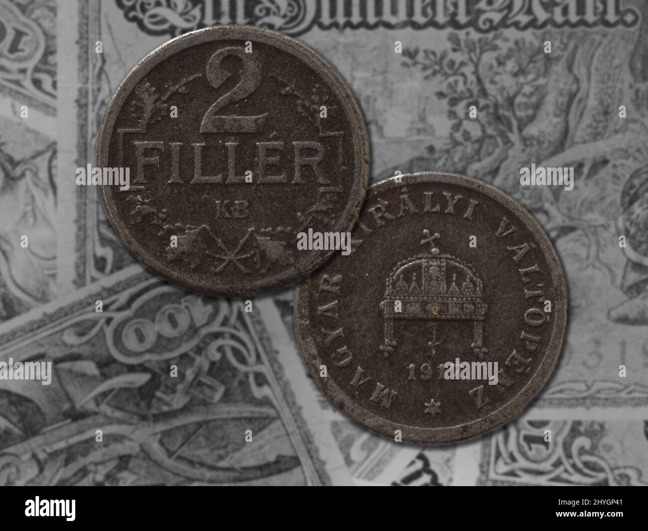 Top view of the Austro-Hungarian 2 filler coin from 1917 Stock Photo ...