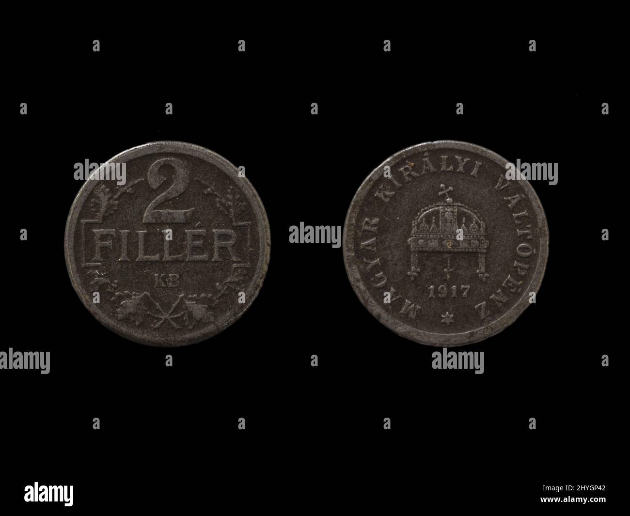 A top view of the Austro-Hungarian 2 filler coin from 1917 Stock Photo ...