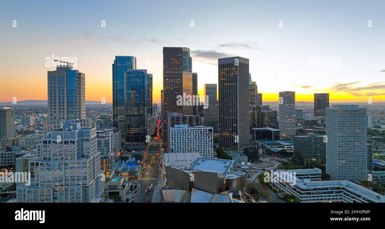 Los angeles cityscape. Los Angeles downtown panoramic city with ...