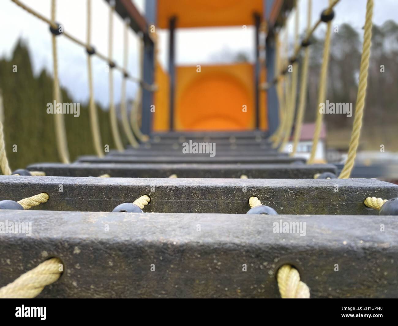 Suspension bridge in the playground Stock Photo - Alamy