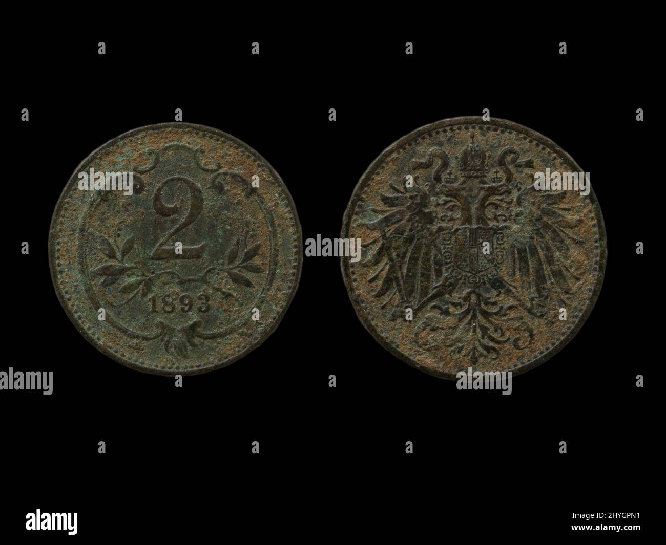 Top view of the Austro-Hungarian 2 krone coin Stock Photo - Alamy