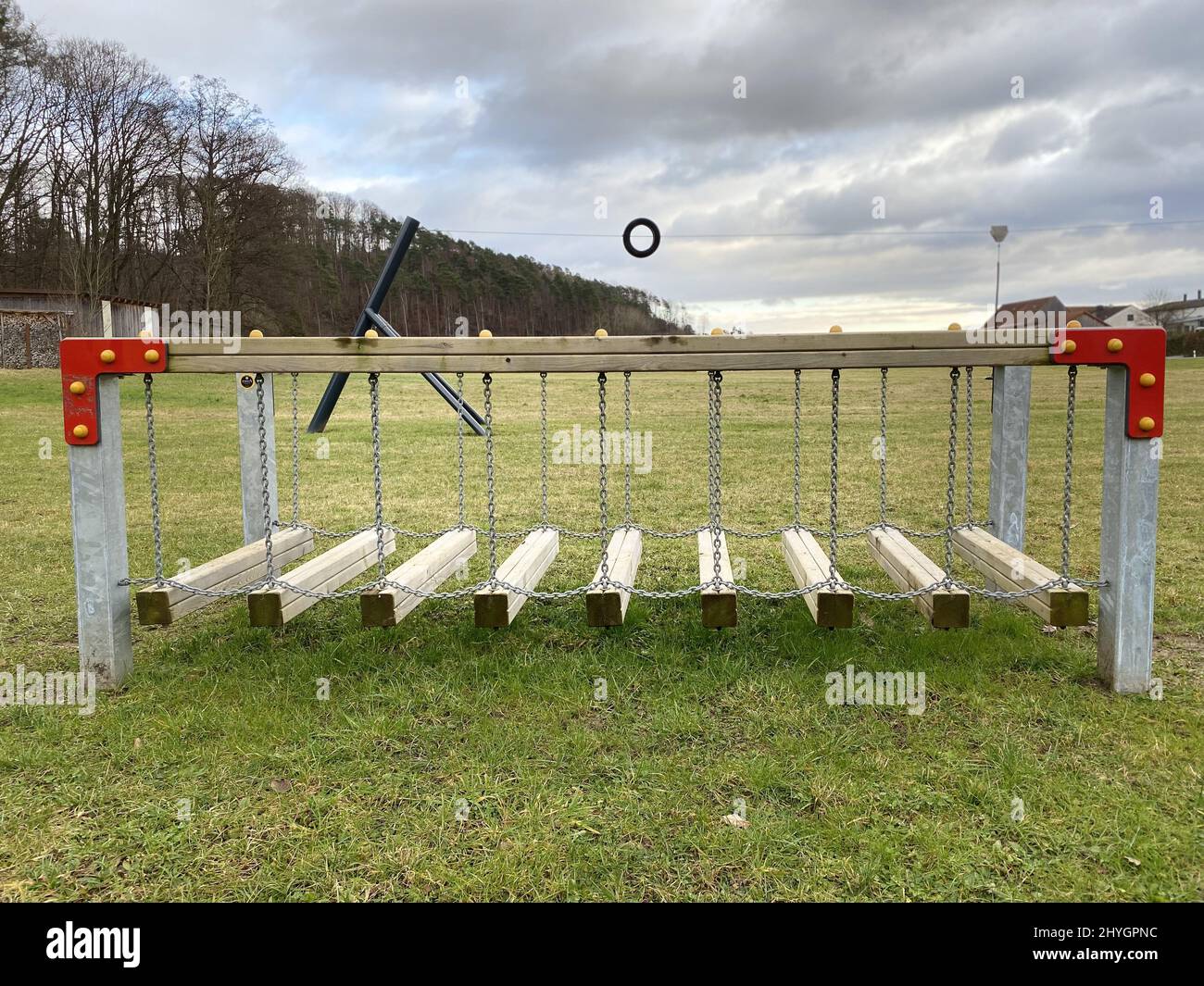 Suspension bridge in the playground Stock Photo - Alamy
