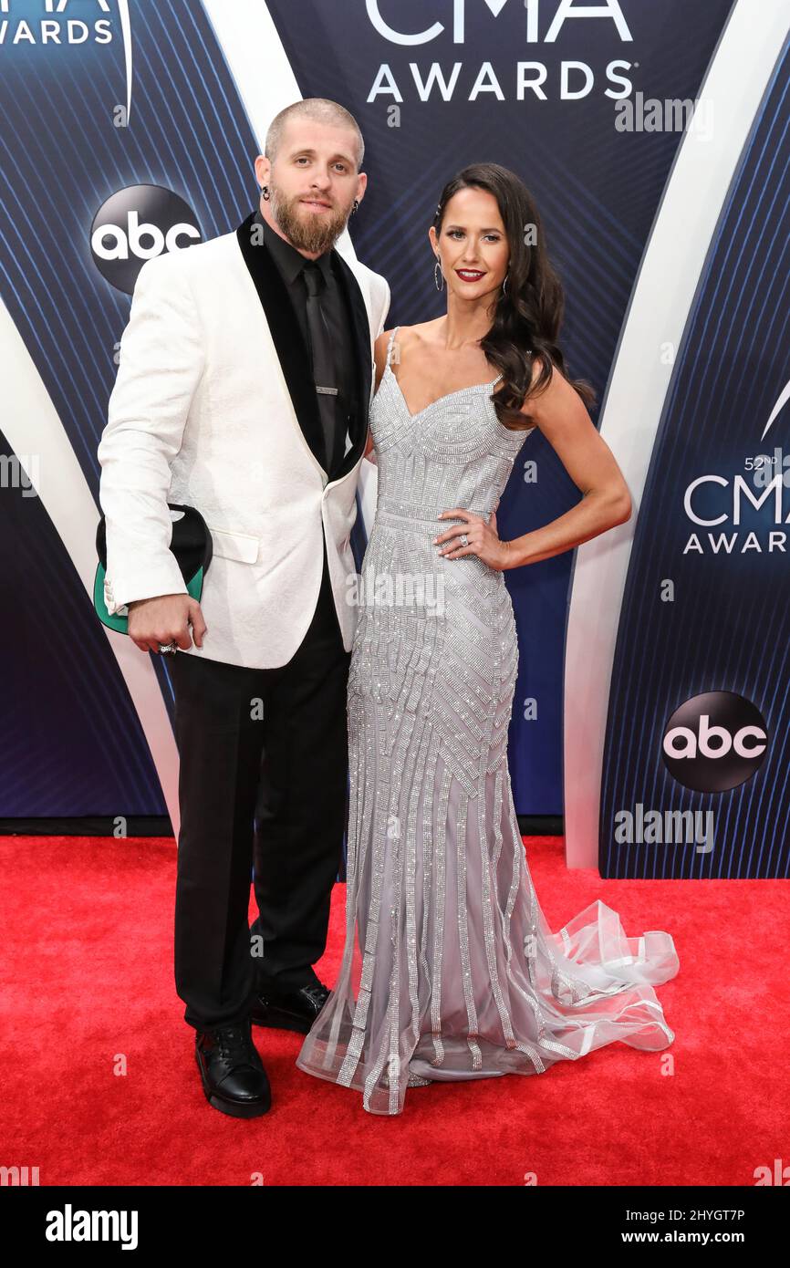Brantley Gilbert and Amber Cochran at the 52nd Annual Country Music ...