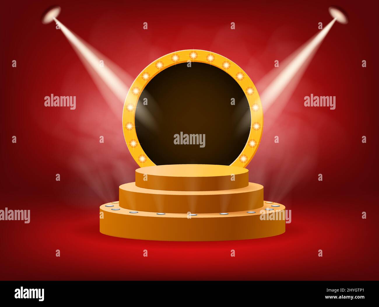 Stage podium with rays of spotlights for Award ceremony Winner with ...