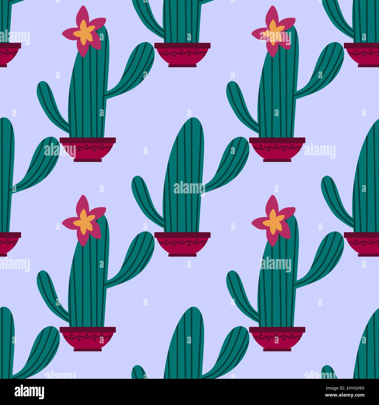 Floral seamless cactus pattern for fabrics and textiles and packaging ...