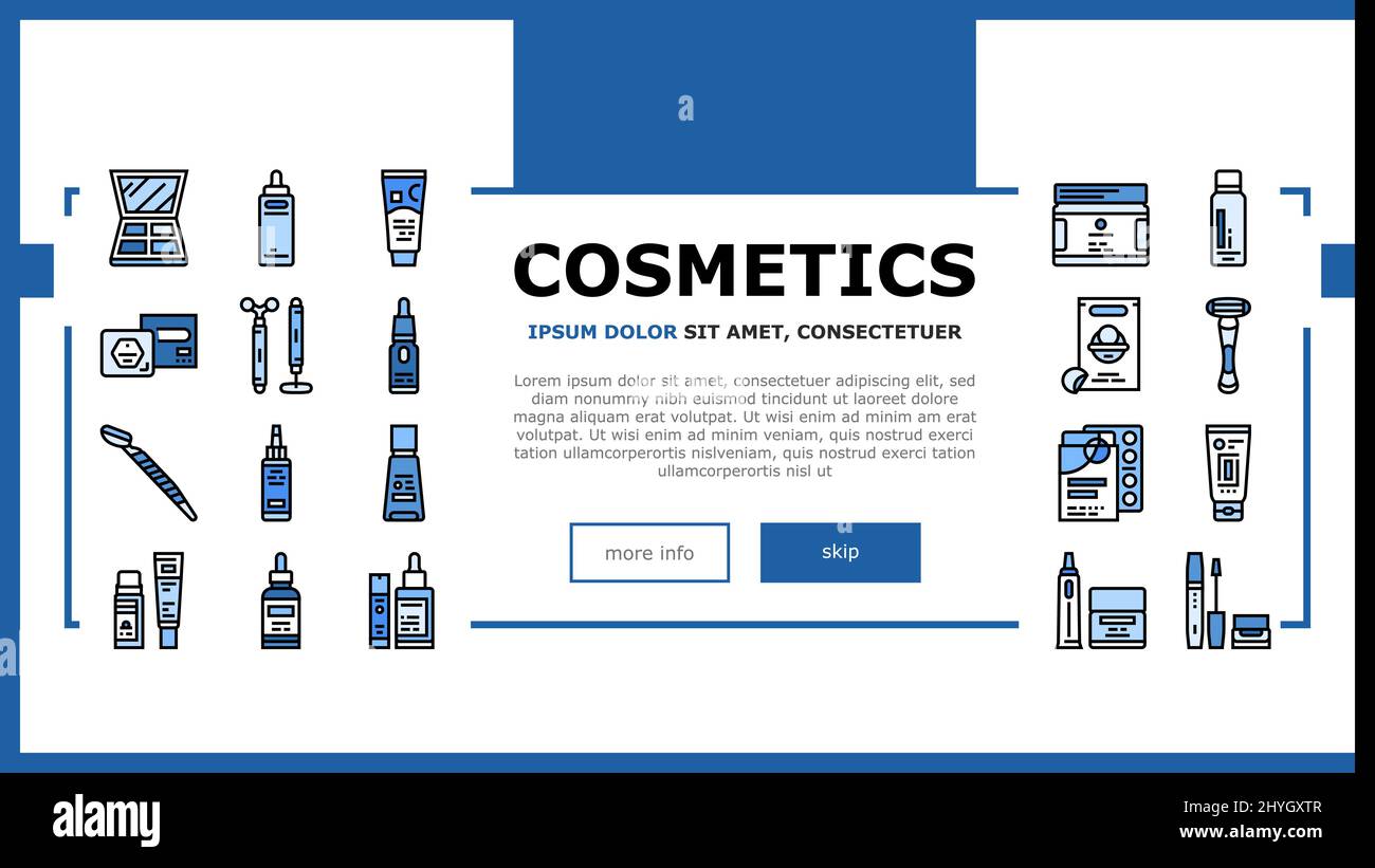Cosmetics For Visage Skin Treat Landing Header Vector Stock Vector