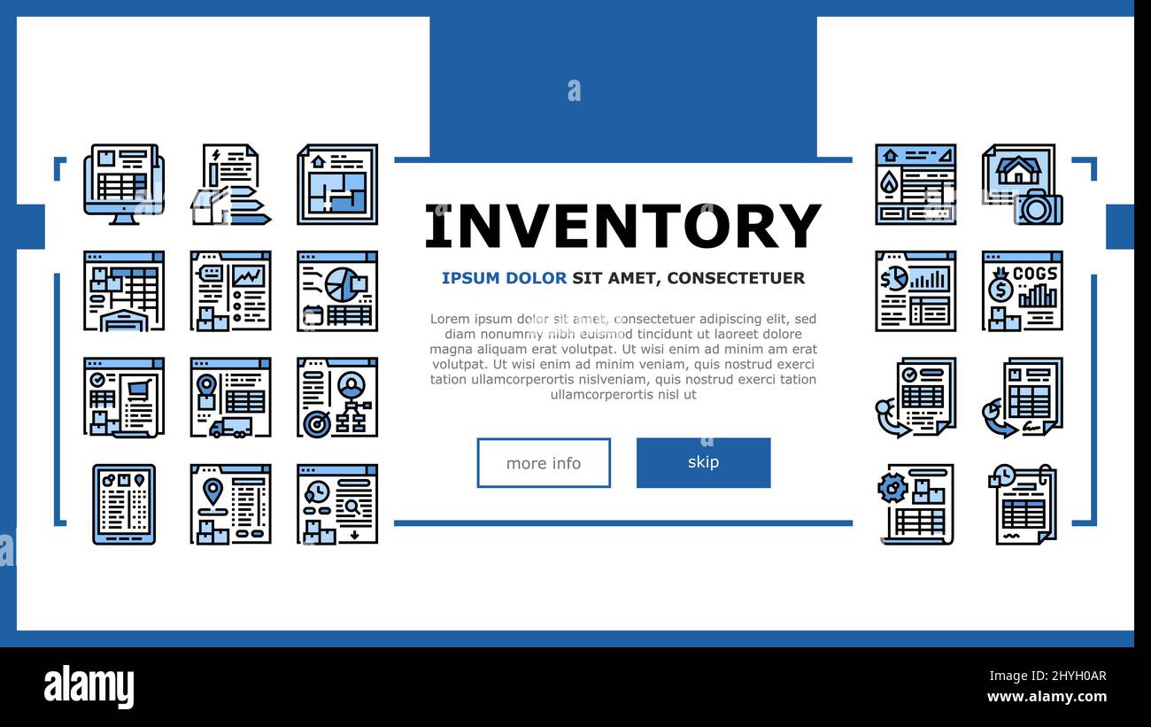 Inventory Analytics And Report Landing Header Vector Stock Vector Image ...