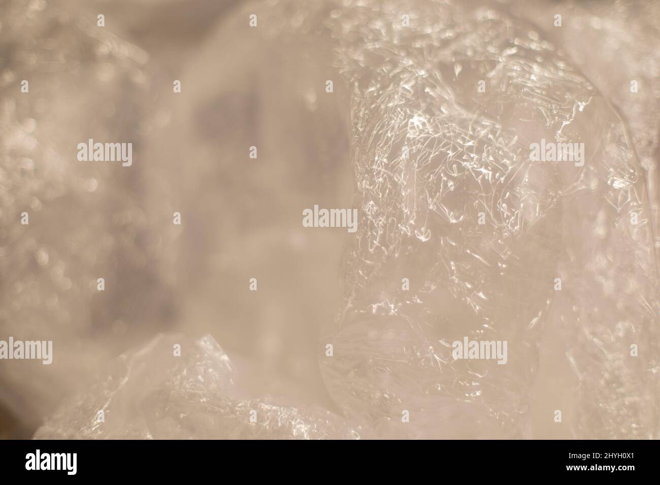 Texture of plastic. Packaging film in detail. Transparent material ...