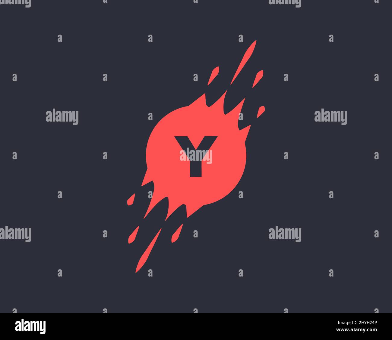 Abstract Y letter logo. Y dot letter logo where pixel are flying with ...