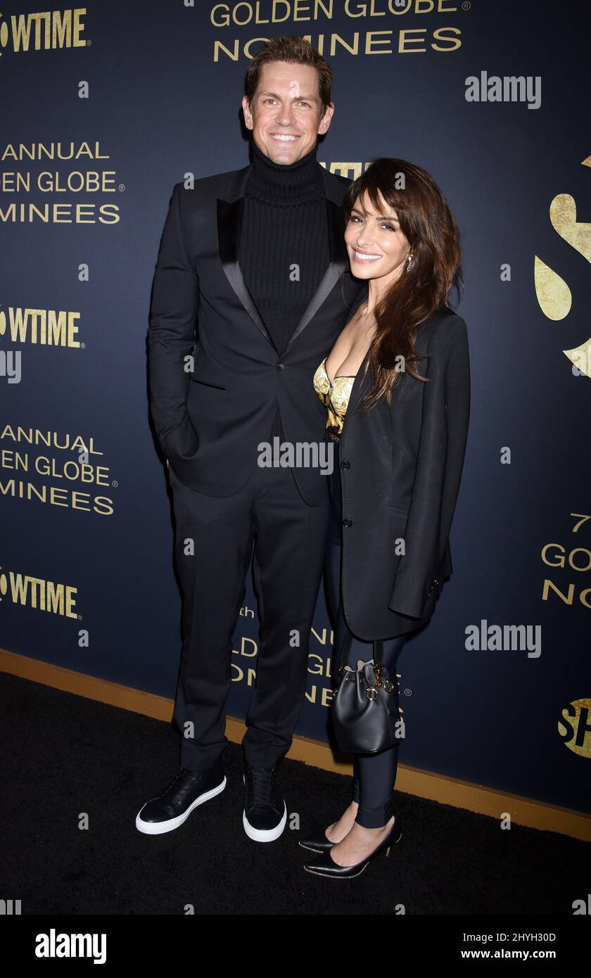 Steve Howey and Sarah Shahi at the SHOWTIME 76th Annual Golden Globe ...