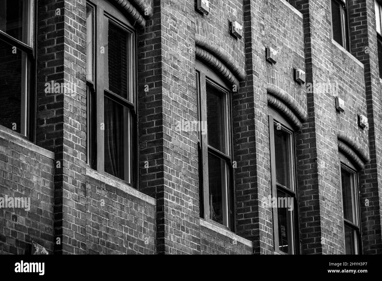 Facade of an old building in Melbourne with glass windows Stock Photo ...