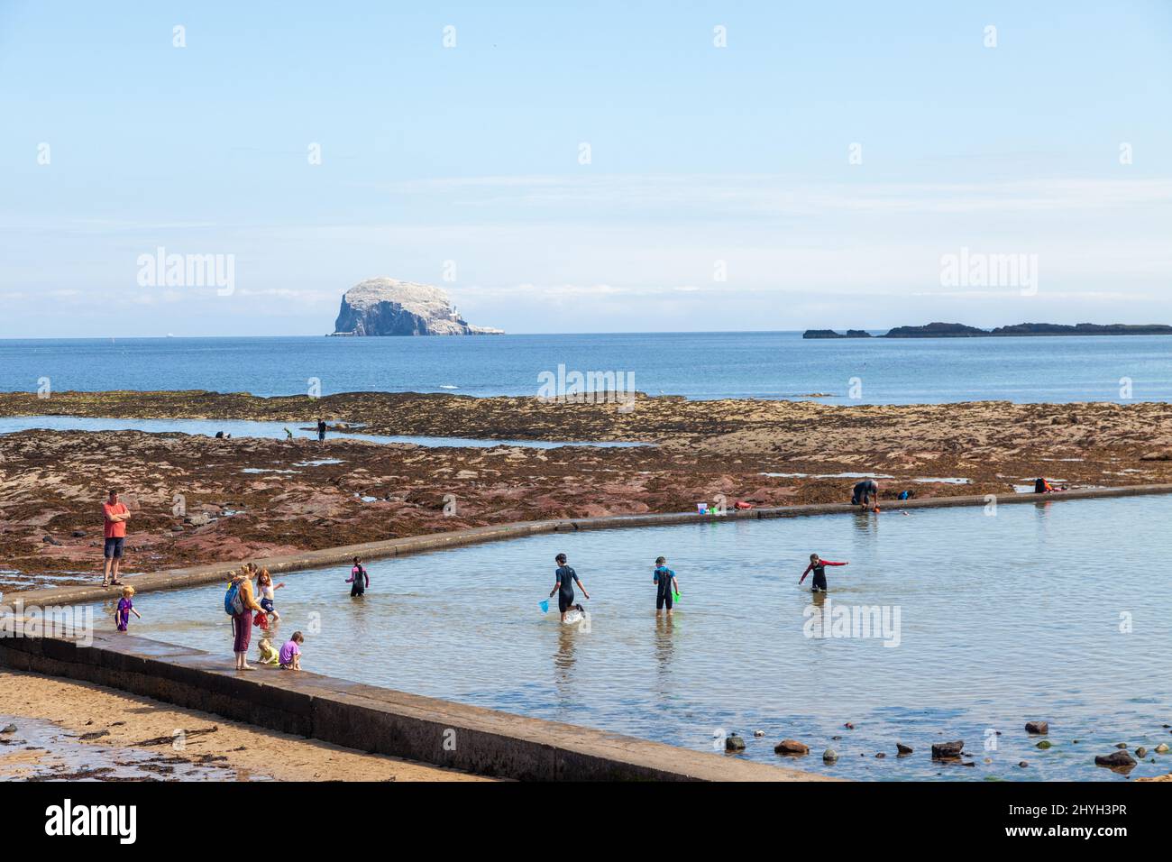 People using the seawater paddling pool in North Berwick, Scotland ...