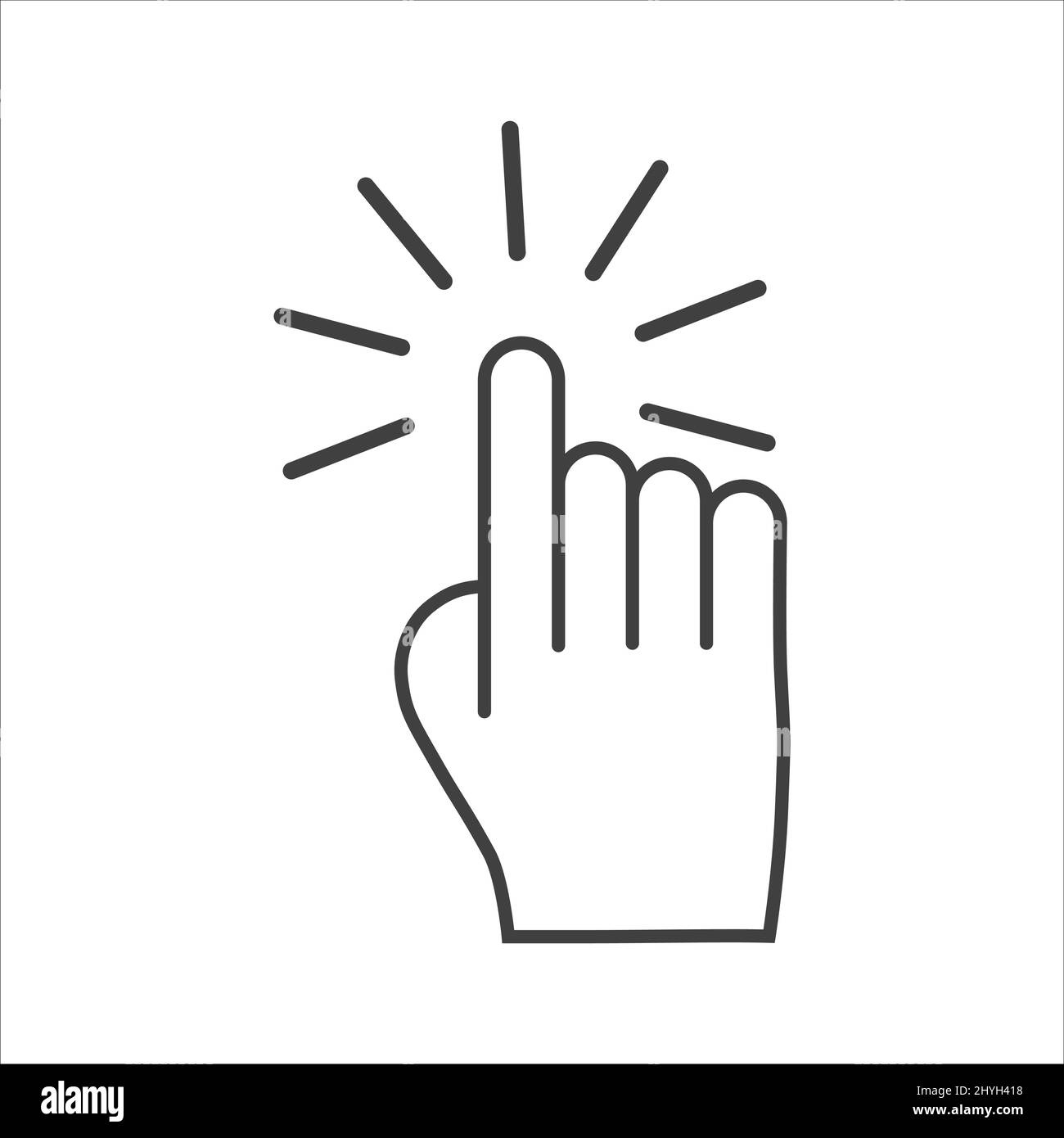 White hand cursor pointer icon. Flat version vector illustration. Stock ...