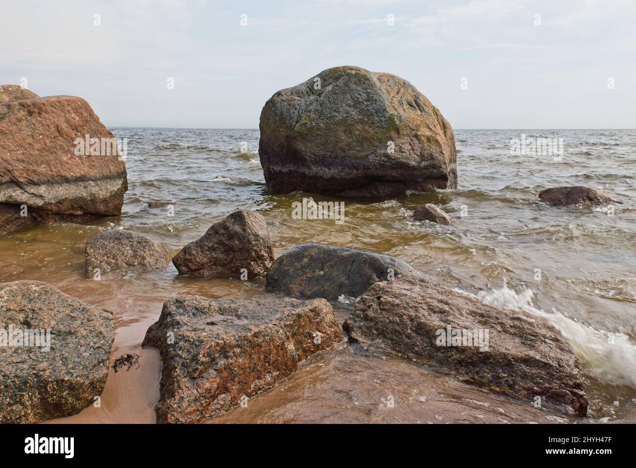 Rocky seashore on the island of Kaunissaari, Pyhtää, Finland Stock ...