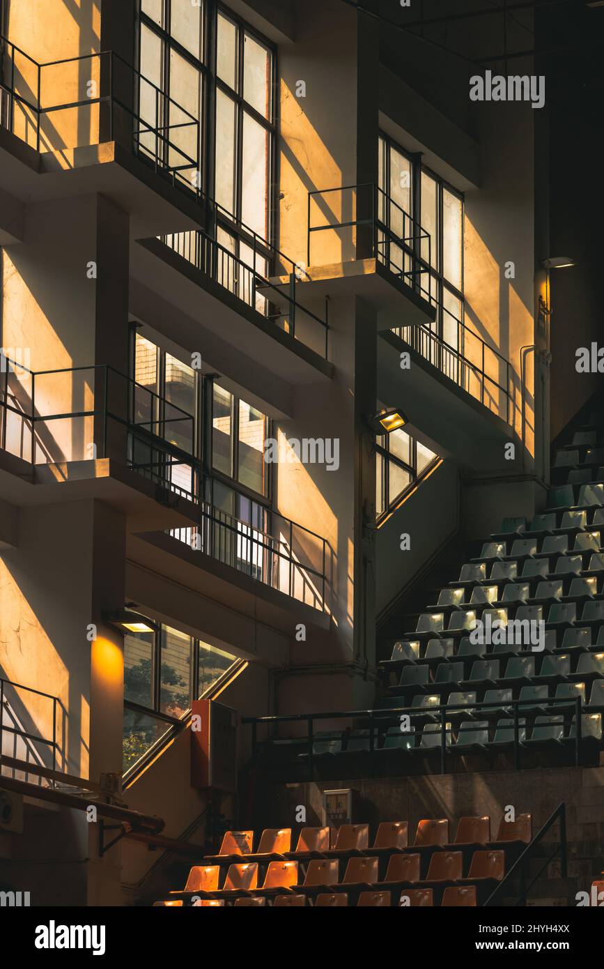 Seats inside a building Stock Photo - Alamy