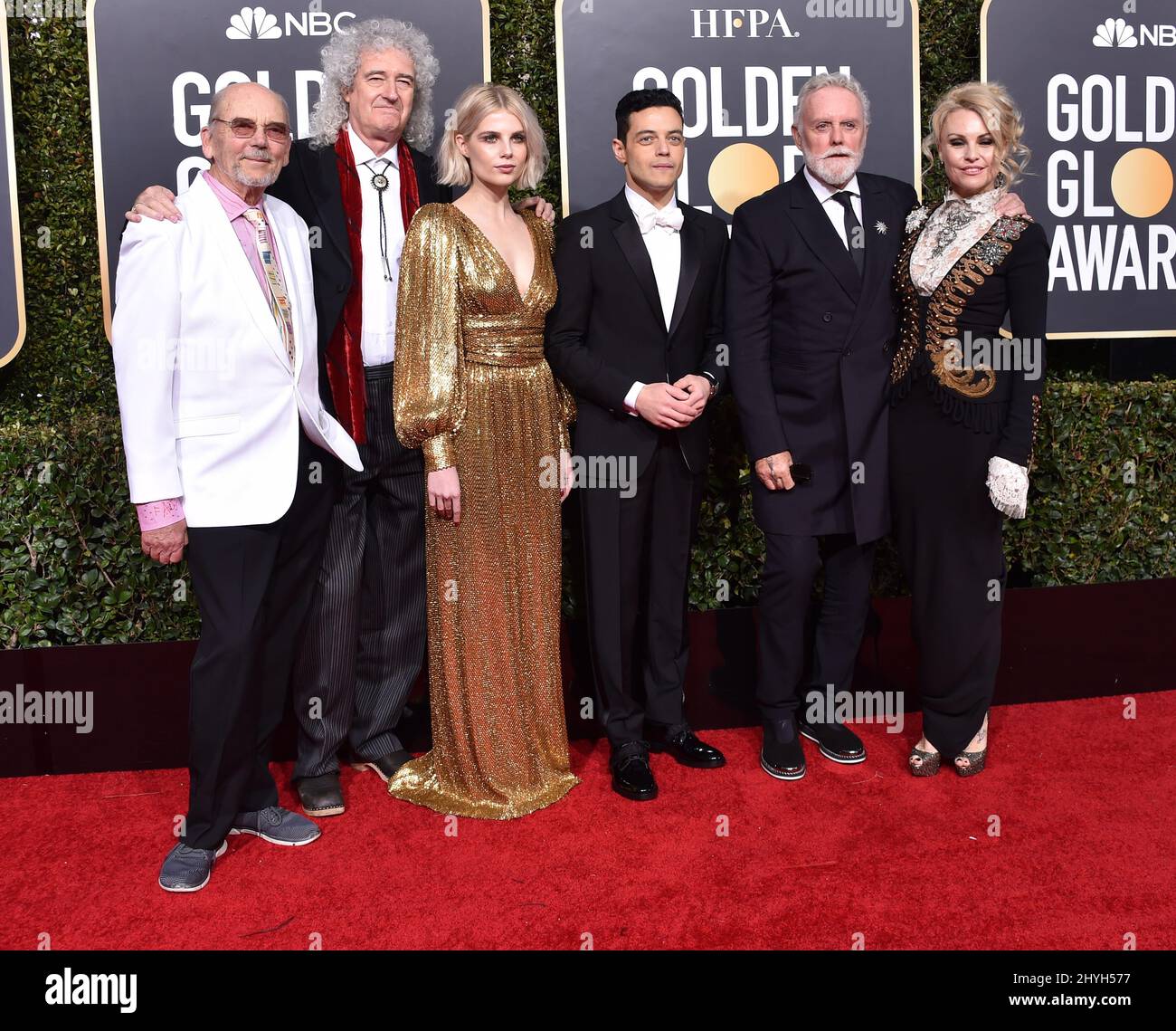 Brian May, Roger Taylor, Rami Malek and Lucy Boynton at the 76th Annual ...