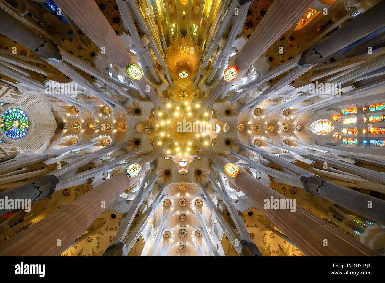 Barcelona, Spain. Interior of Sagrada Familia, cathedral designed by ...