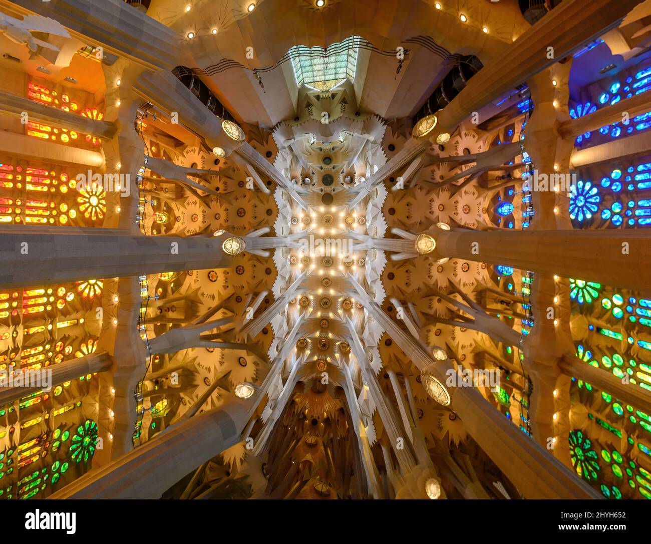 Barcelona, Spain. Interior of Sagrada Familia, cathedral designed by ...