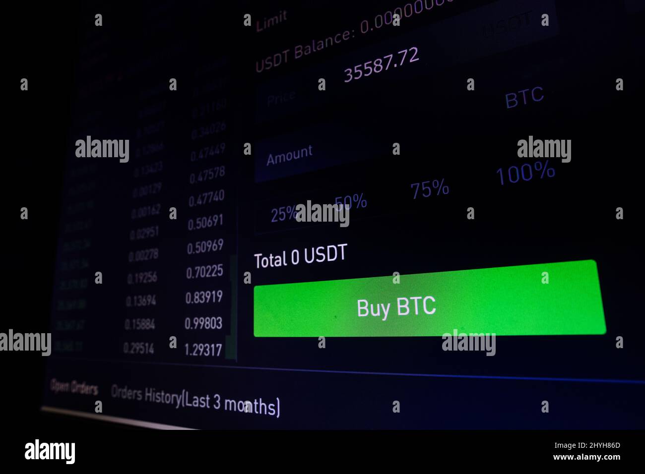 Close up shot of a computer screen with the mouse cursor on the Buy ...