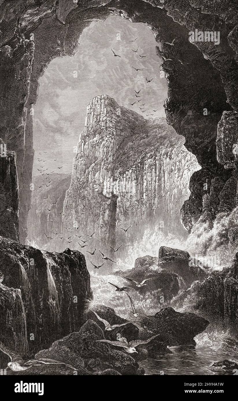 The Lydstep Cavern, Pembrokeshire, Wales, seen here in the 19th century ...