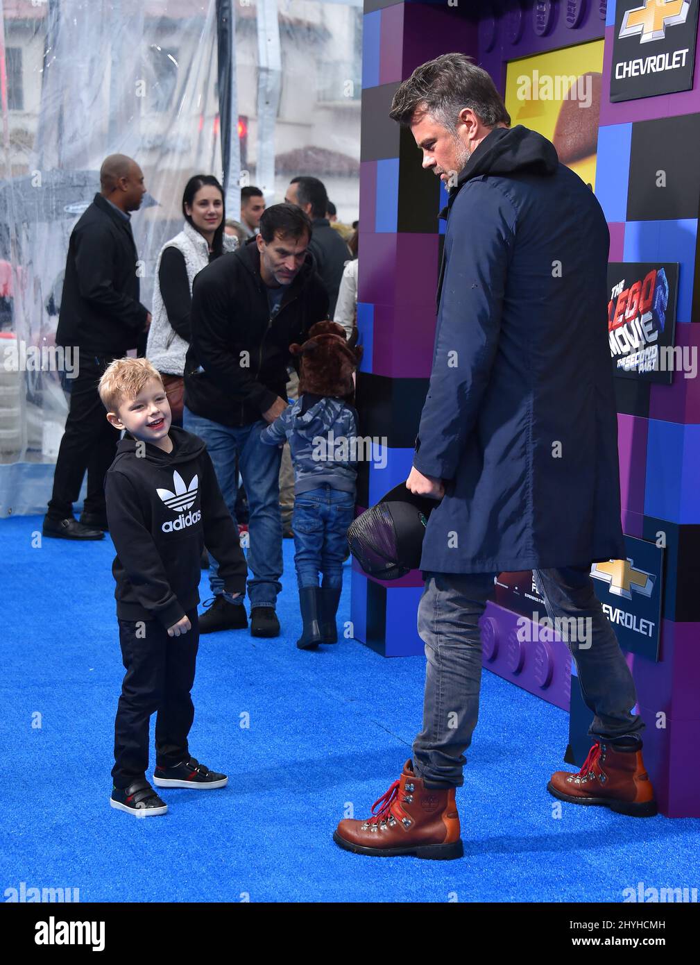 Josh Duhamel (right) and Axl Jack Duhamel arriving to the 'The LEGO ...