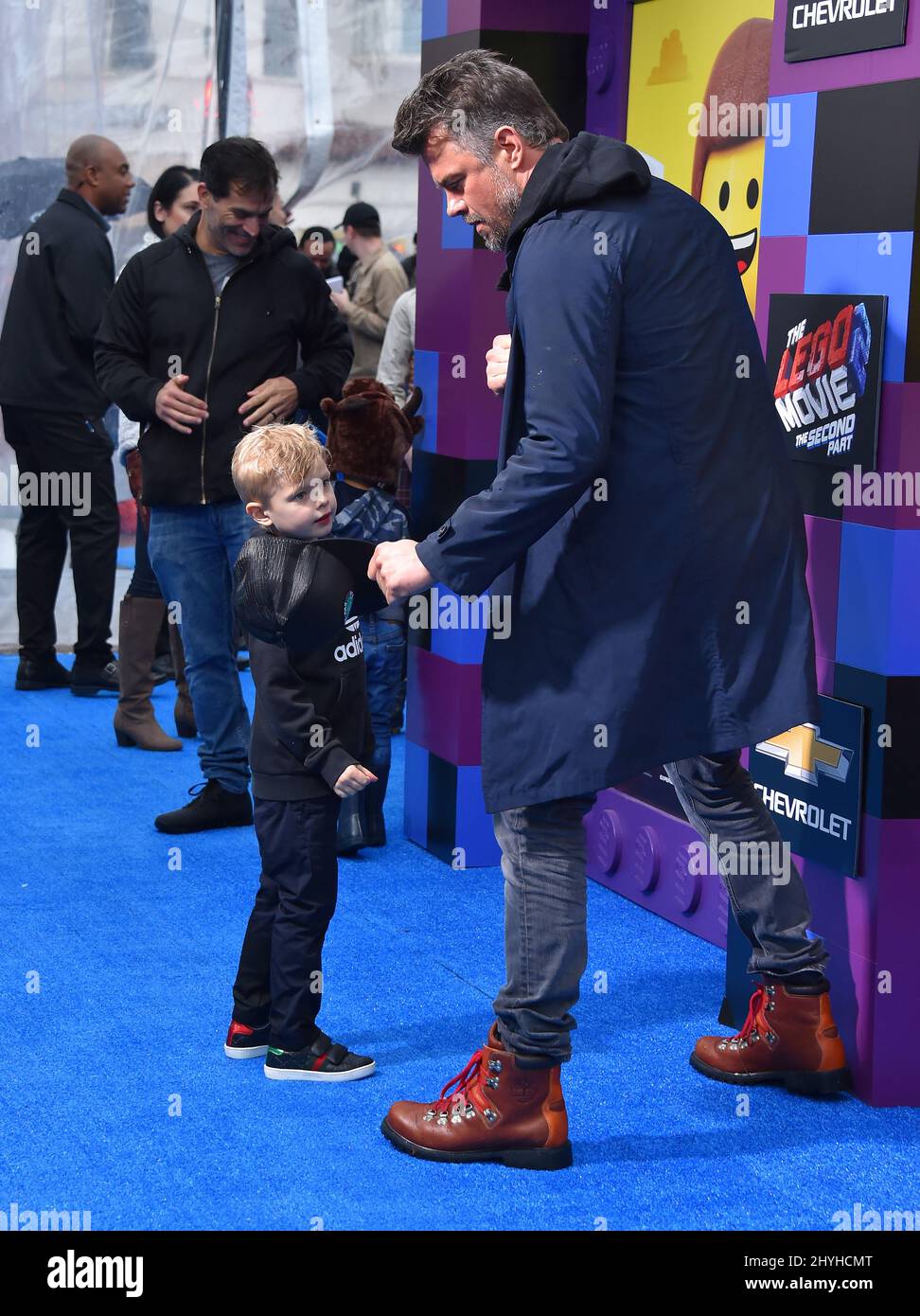 Josh Duhamel (right) and Axl Jack Duhamel arriving to the 'The LEGO ...