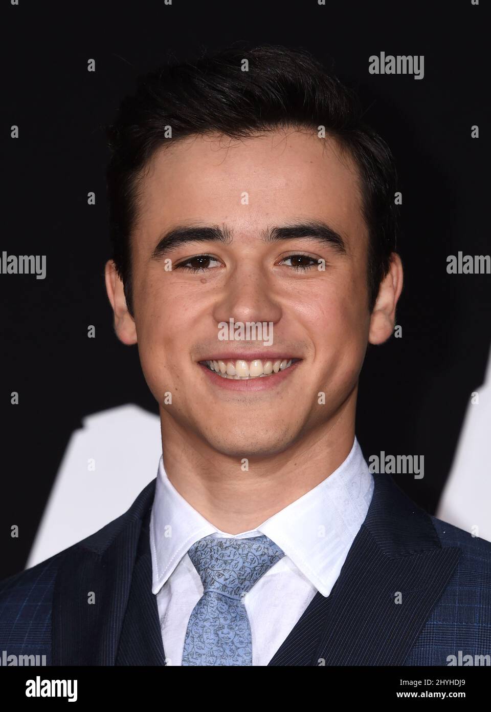 Keean Johnson at the premiere of "Alita: Battle Angel" held at the ...