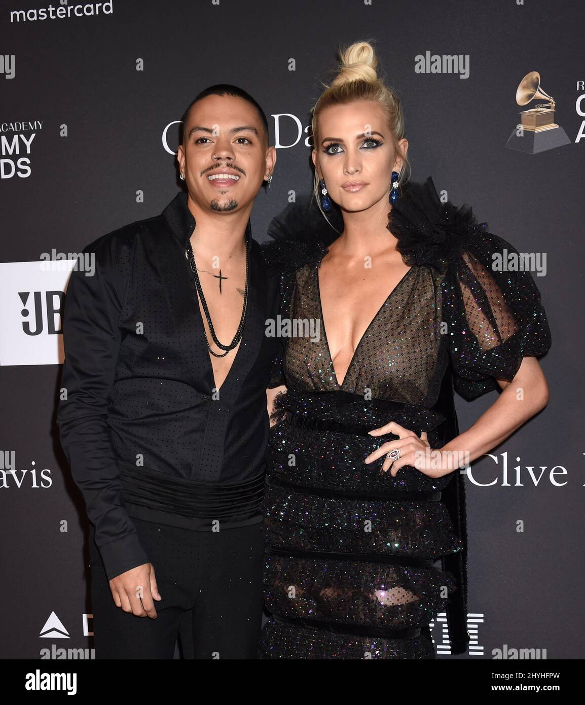 Evan Ross and Ashlee Simpson attending the Recording Academy And Clive ...