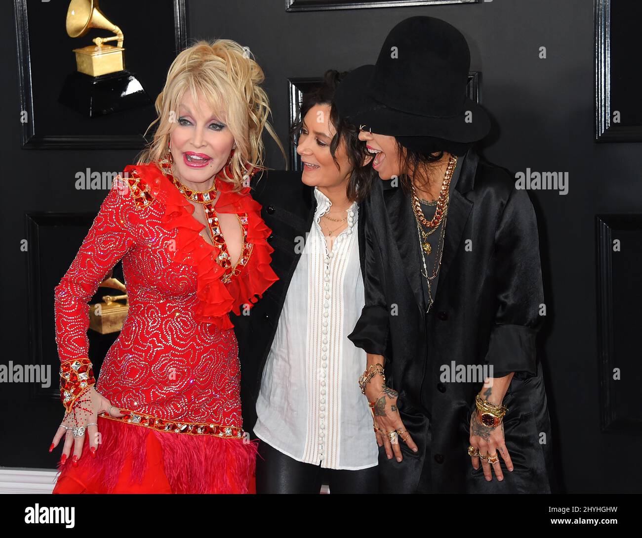 Dolly Parton Sara Gilbert and Linda Perry at the 61st Annual Grammy ...
