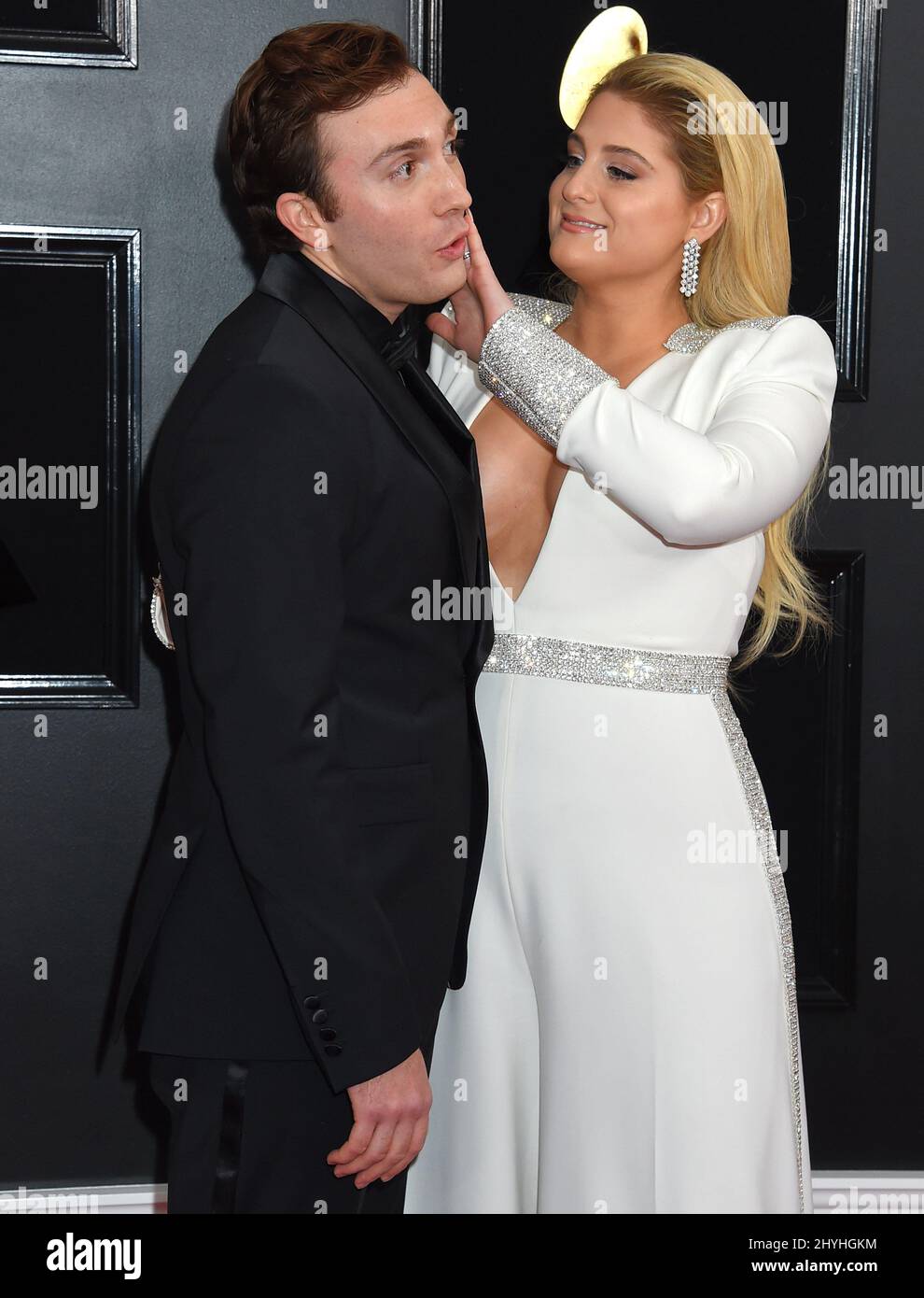 Daryl Sabara and Meghan Trainor at the 61st Annual Grammy Awards held ...