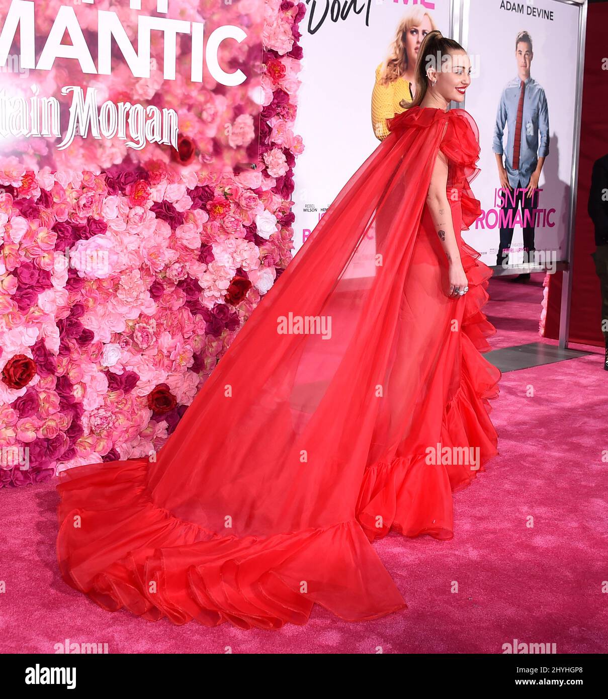 Miley Cyrus at the "Isn't It Romantic" world premiere held at The ...
