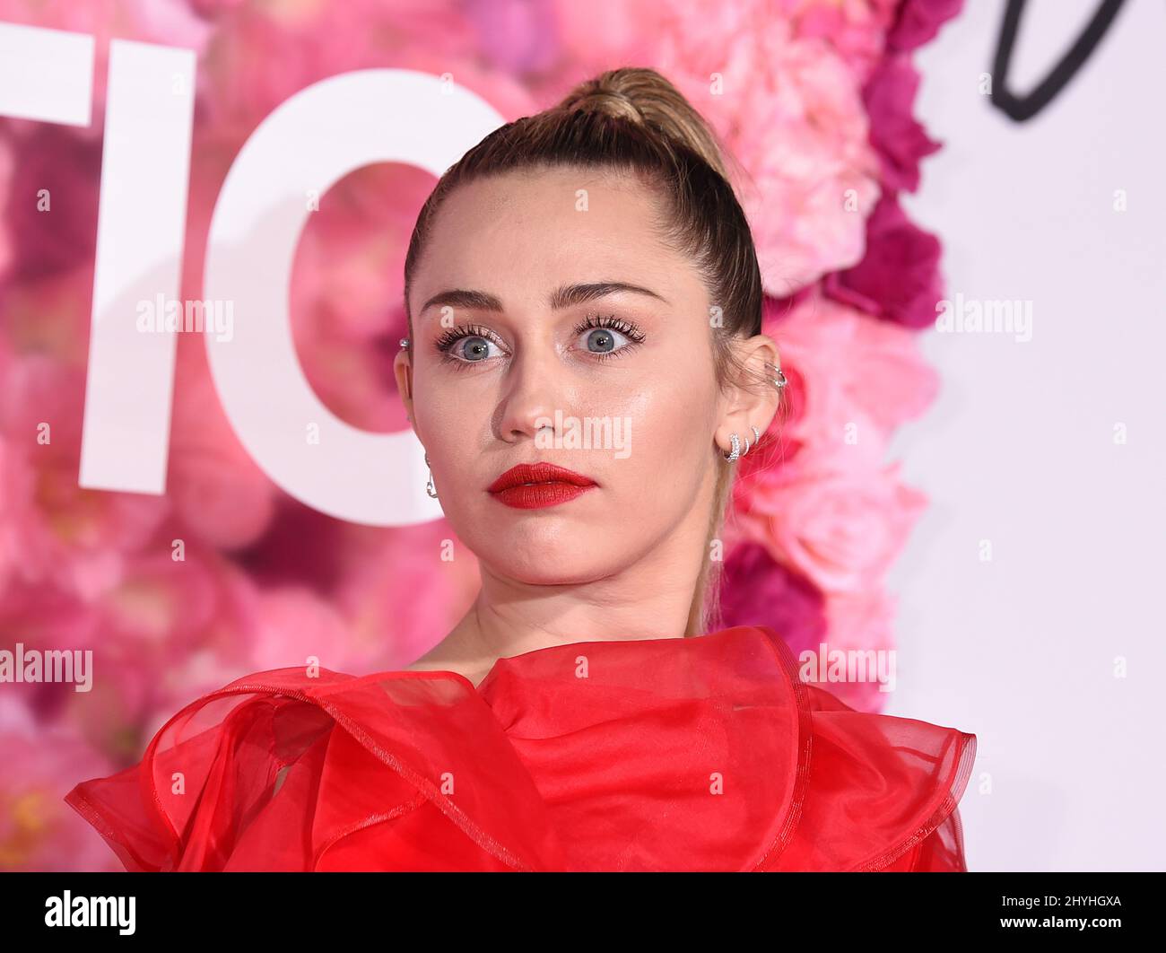 Miley Cyrus at the "Isn't It Romantic" world premiere held at The ...