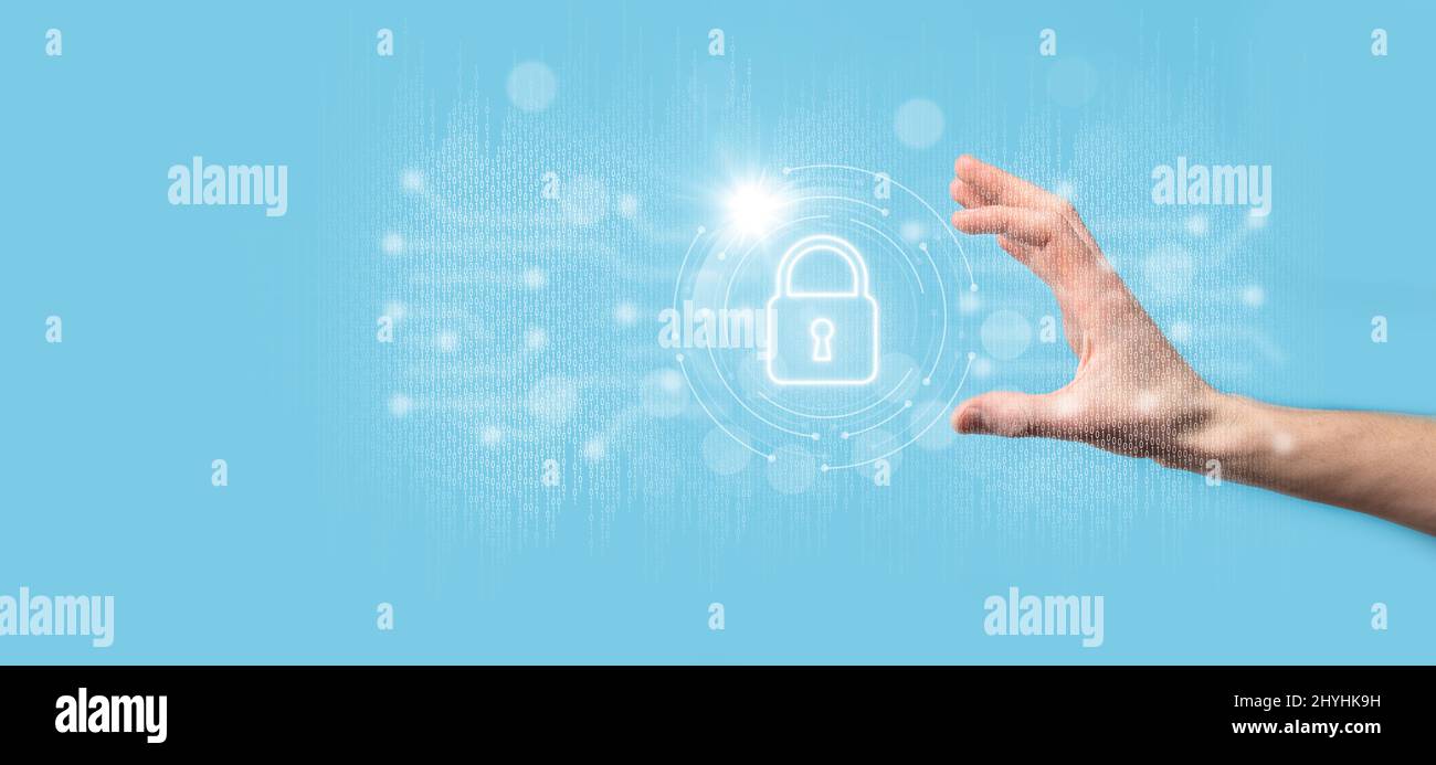 Cyber security network. Padlock icon and internet technology networking ...