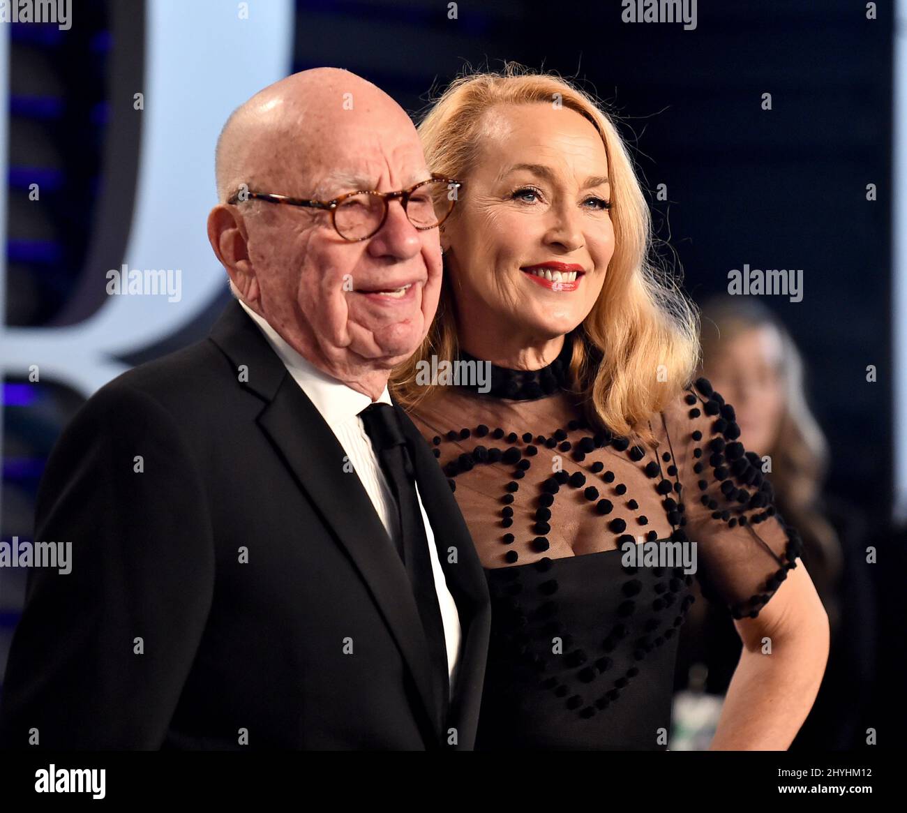 Rupert Murdoch and Jerry Hall attending the 2019 Vanity Fair Oscar ...