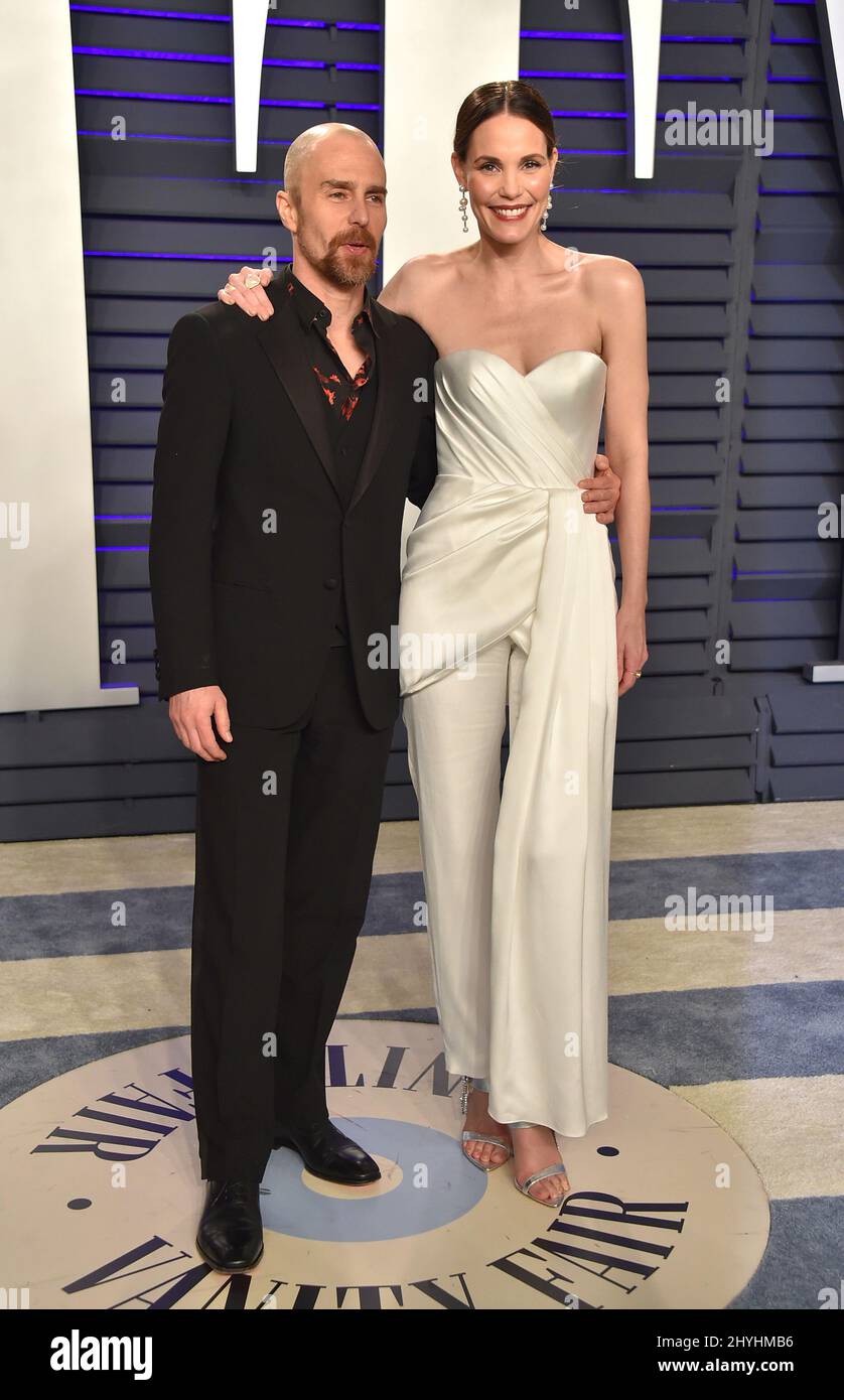 Sam Rockwell and Leslie Bibb attending the 2019 Vanity Fair Oscar Party ...