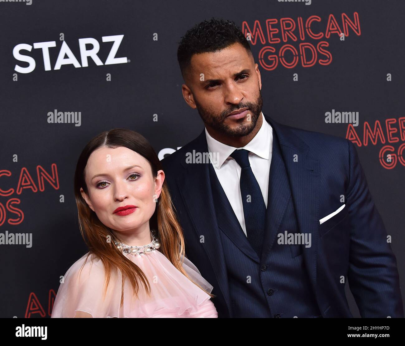 Emily Browning and Ricky Whittle arriving to the STARZ 'American Gods ...