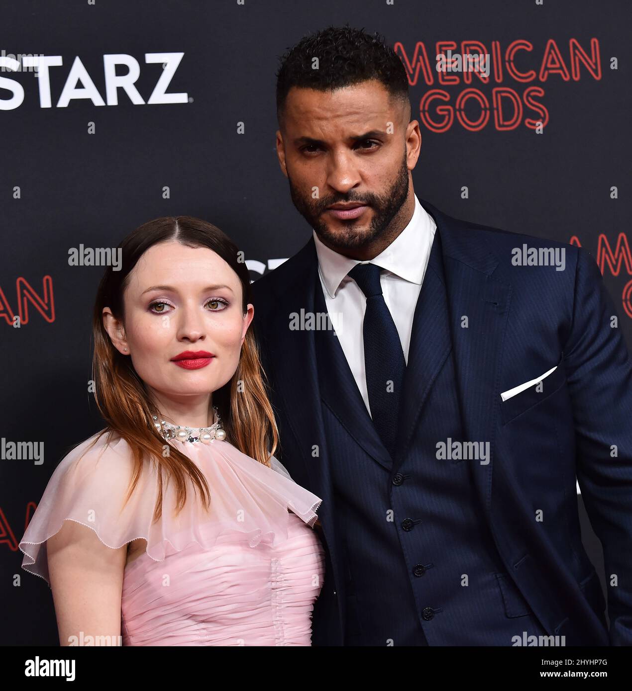 Emily Browning and Ricky Whittle arriving to the STARZ 'American Gods ...
