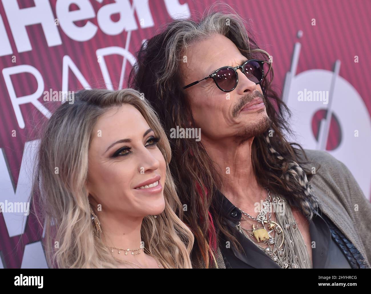 Steven Tyler and Aimee Preston arriving to the iHeart Radio Music ...