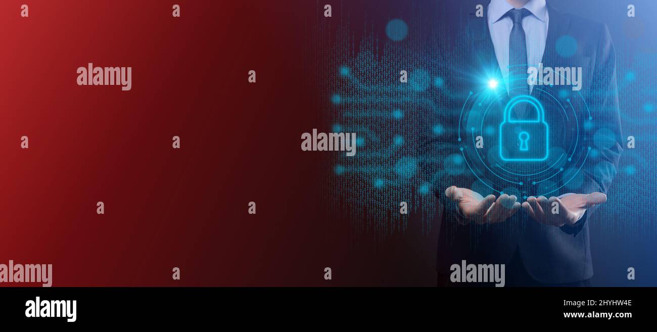 Cyber security network. Padlock icon and internet technology networking ...