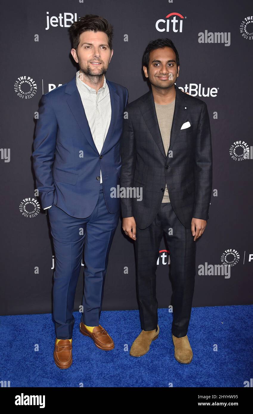 Adam Scott and Aziz Ansari at NBC's Parks and Recreation 10th ...