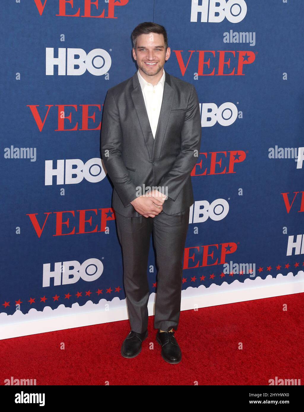 Evan Jonigkeit attending the Veep Season 7 Premiere in New York Stock ...
