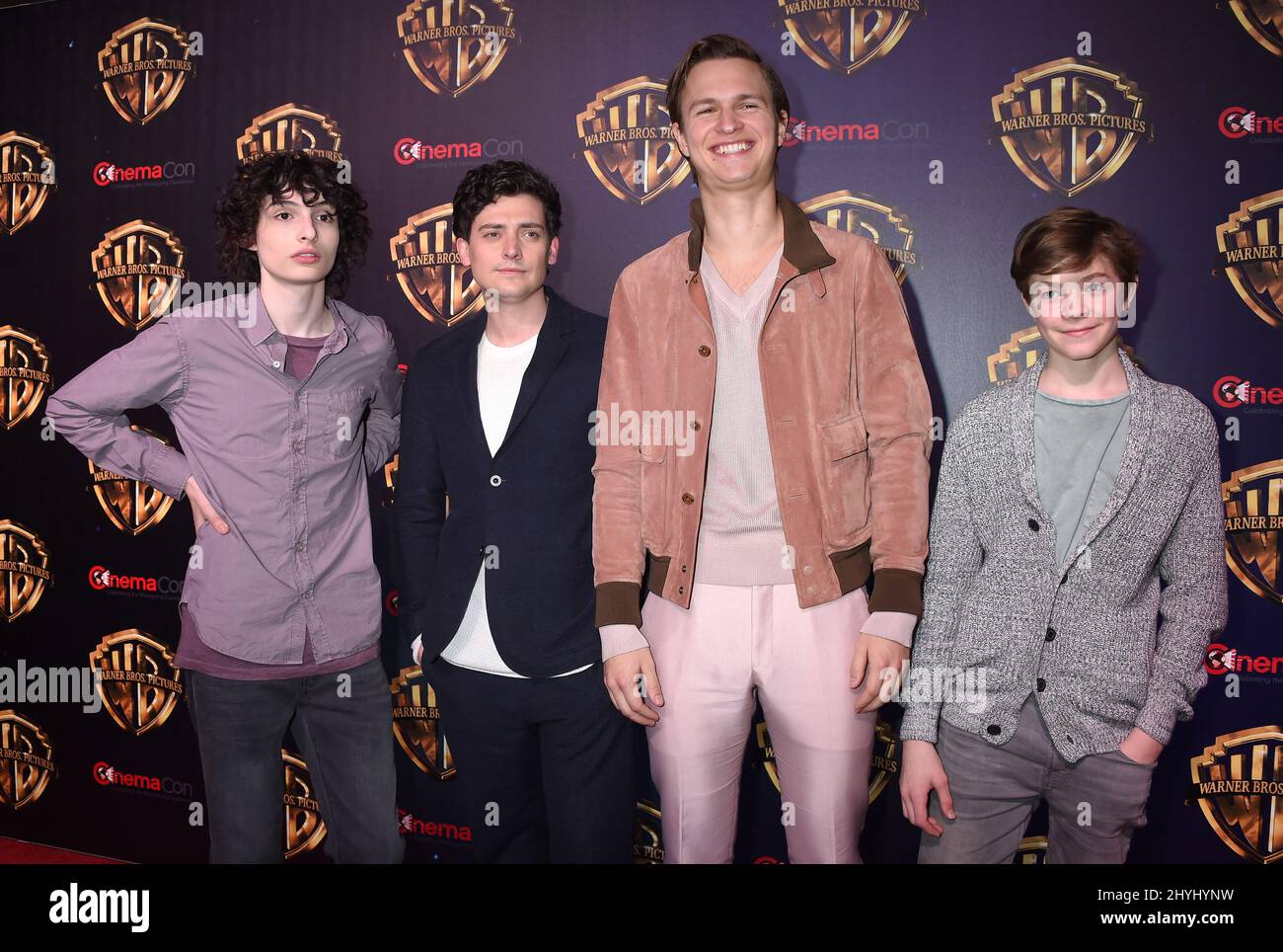 Finn Wolfhard, Aneurin Barnard, Ansel Elgort and Oakes Fegley at Warner ...