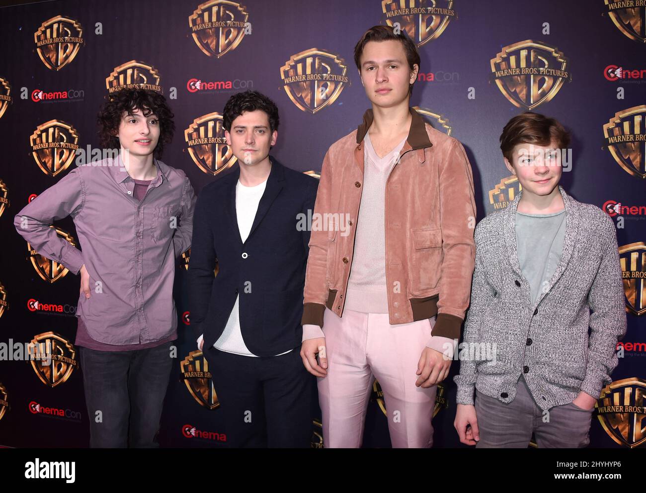 Finn Wolfhard, Aneurin Barnard, Ansel Elgort and Oakes Fegley at Warner ...