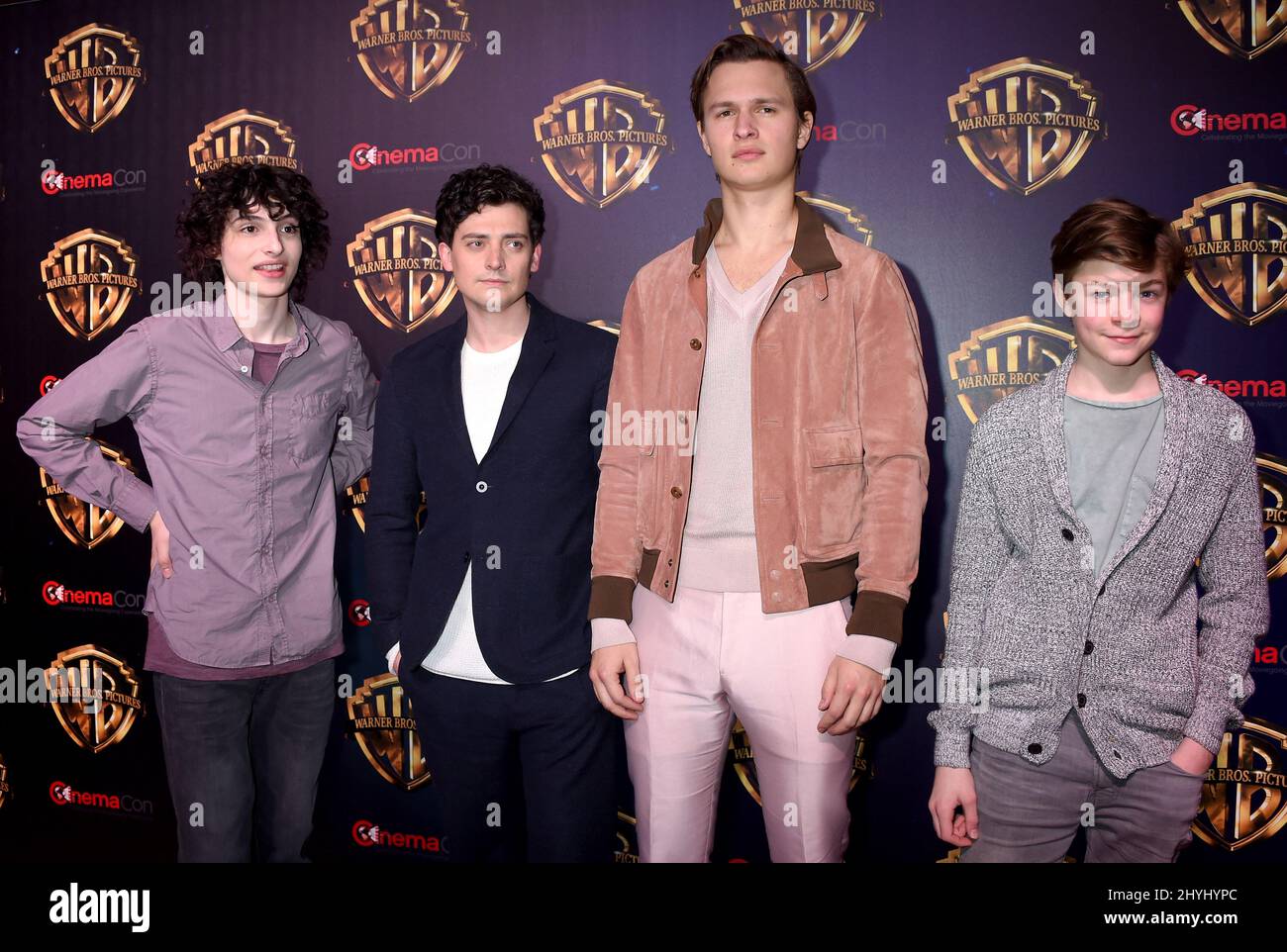 Finn Wolfhard, Aneurin Barnard, Ansel Elgort and Oakes Fegley at Warner ...